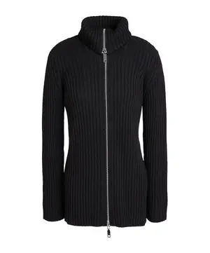 MAXCO. Max&co. Ribbed Front Zip Cardigan