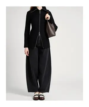 MAXCO. Max&co. Ribbed Front Zip Cardigan