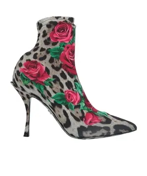Dolce & Gabbana Pointed-toe Leopard Print Ankle Boots - Green