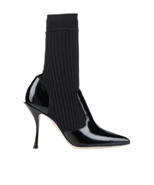 Dolce & Gabbana Minimalist Patent Leather Ankle Boots - Black