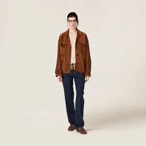 Miu Miu Suede Jacket With Embossed Logo