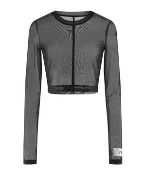 Dolce & Gabbana Solid Color Mesh Long-sleeve Top - Black