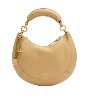 Chloé Zipper Leather Shoulder Bag Nude