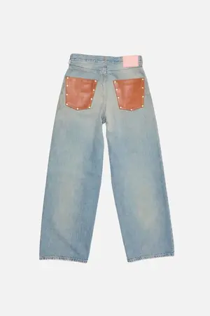 Acne Studios Distressed Leather Patch Jeans