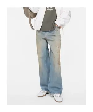 Acne Studios Distressed Leather Patch Jeans