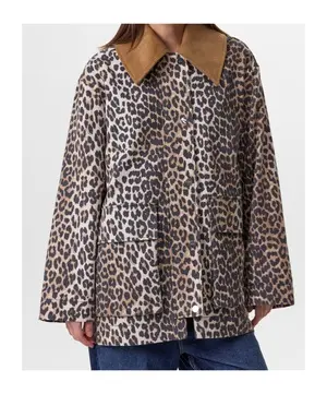 GANNI Leopard Print Casual Jacket