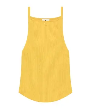 COURREGES Courrèges Sleeveless Rib Knit Top With Embroidered Logo