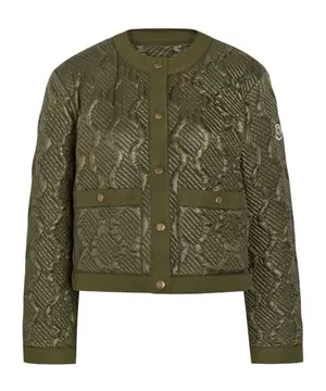 Moncler Quilted Geometric Nylon Jacket - Green
