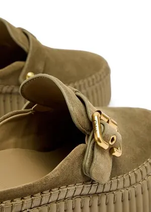 Chloé Platform Wedge Suede Mules