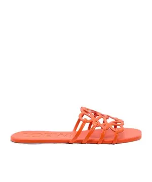 Loewe Loewe Petal Anagram Leather Sliders Red