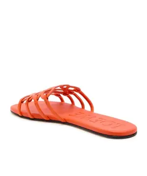 Loewe Petal Anagram Leather Sliders - Red