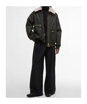 Barbour Maxine Waxed Bomber Jacket With Fur Collar