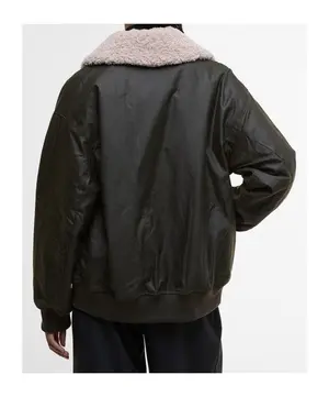 Barbour Maxine Waxed Bomber Jacket With Fur Collar
