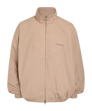 Acne Studios Acne Studios Cotton Zip-Up Jacket With Embroidered Logo Nude
