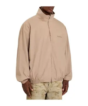 Acne Studios Cotton Zip-up Jacket With Embroidered Logo - Nude
