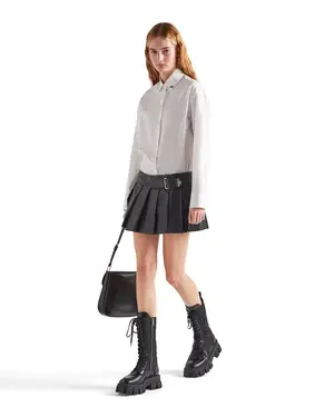 Prada Pleated Leather Mini Skirt