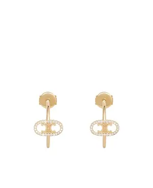 Celine Maillon Triomphe Hoop Earrings With Diamonds In Gold - Yellow