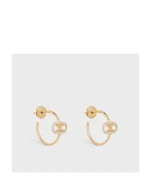 Celine Maillon Triomphe Hoop Earrings With Diamonds In Gold