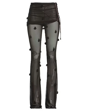 Jacquemus Stretchy Mesh Flared Pants With Appliqués