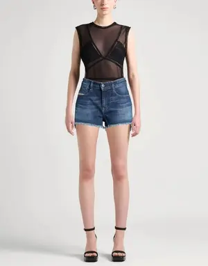 DIESEL® Medium Wash Denim Hot Shorts With Frayed Hem