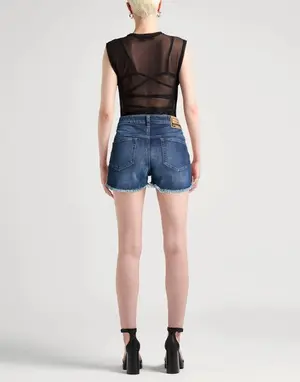 DIESEL® Medium Wash Denim Hot Shorts With Frayed Hem