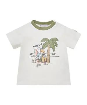 Moncler Monduck Print Cotton Blend T-shirt - White