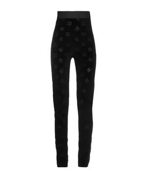 Dolce & Gabbana Velvet Logo Print Pants