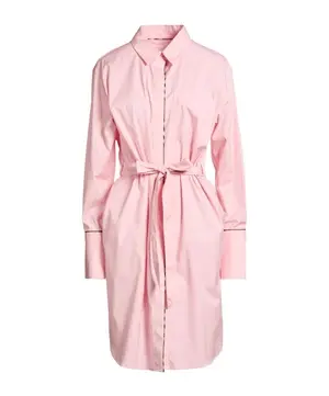Burberry Solid Color Long Sleeve Shirt Dress - Pink