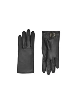 Saint Laurent Cassandre Short Gloves In Lambskin And Cashmere - Black
