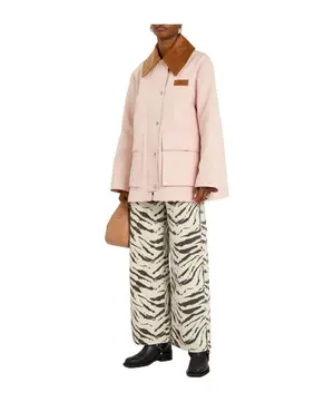 GANNI Corduroy-collar Twill Jacket