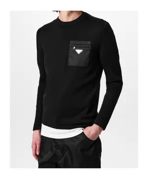 Prada Crewneck Wool Sweater With Patch Pocket