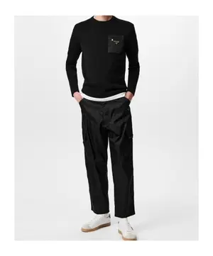 Prada Crewneck Wool Sweater With Patch Pocket