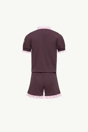Moncler Ruffled Trim Polo Shirt And Shorts Set