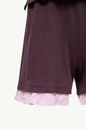 Moncler Ruffled Trim Polo Shirt And Shorts Set