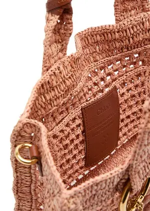 Chloé Raffia Tote Bag With Leather Handles And Charm