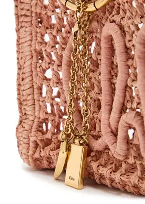 Chloé Raffia Tote Bag With Leather Handles And Charm
