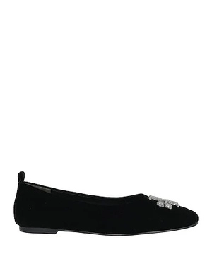 Tory Burch Velvet Ballet Flats With Crystal Embellishments - Black