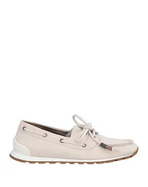 Brunello Cucinelli Suede Boat Shoes With Rubber Pebbles