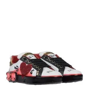 Dolce & Gabbana Embellished Two-tone Leather Low-top Sneakers