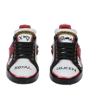 Dolce & Gabbana Embellished Two-tone Leather Low-top Sneakers