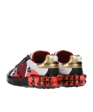 Dolce & Gabbana Embellished Two-tone Leather Low-top Sneakers