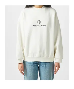 ANINE BING Long Sleeve Crewneck Sweatshirt With Logo