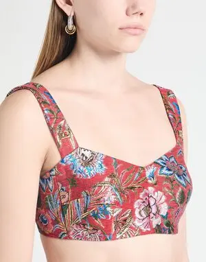 Dolce & Gabbana Sleeveless Floral Brocade Sweetheart Neckline Crop Top