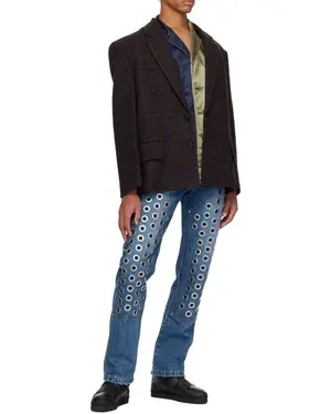 We11Done Grid-pattern Single-breasted Blazer - Black
