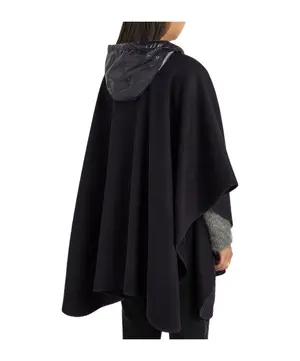 Moncler Hooded Belted Wool-blend Cape Coat - Black