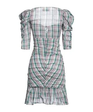 Isabel Marant Étoile Plaid Ruched Dress With Square Neck
