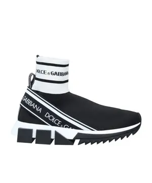 Dolce & Gabbana High-top Sock Sneakers With Embellished Logo