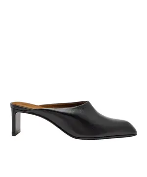 Khaite Glossed Leather Mules - Black