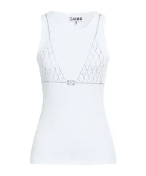 GANNI Logo Crew Neck Tank Top