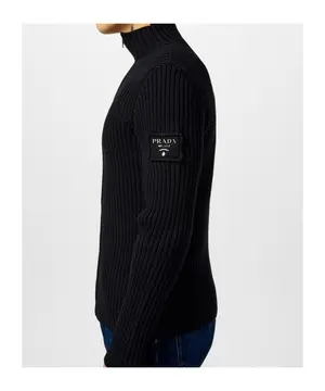 Prada Zip-up Ribbed Sweater